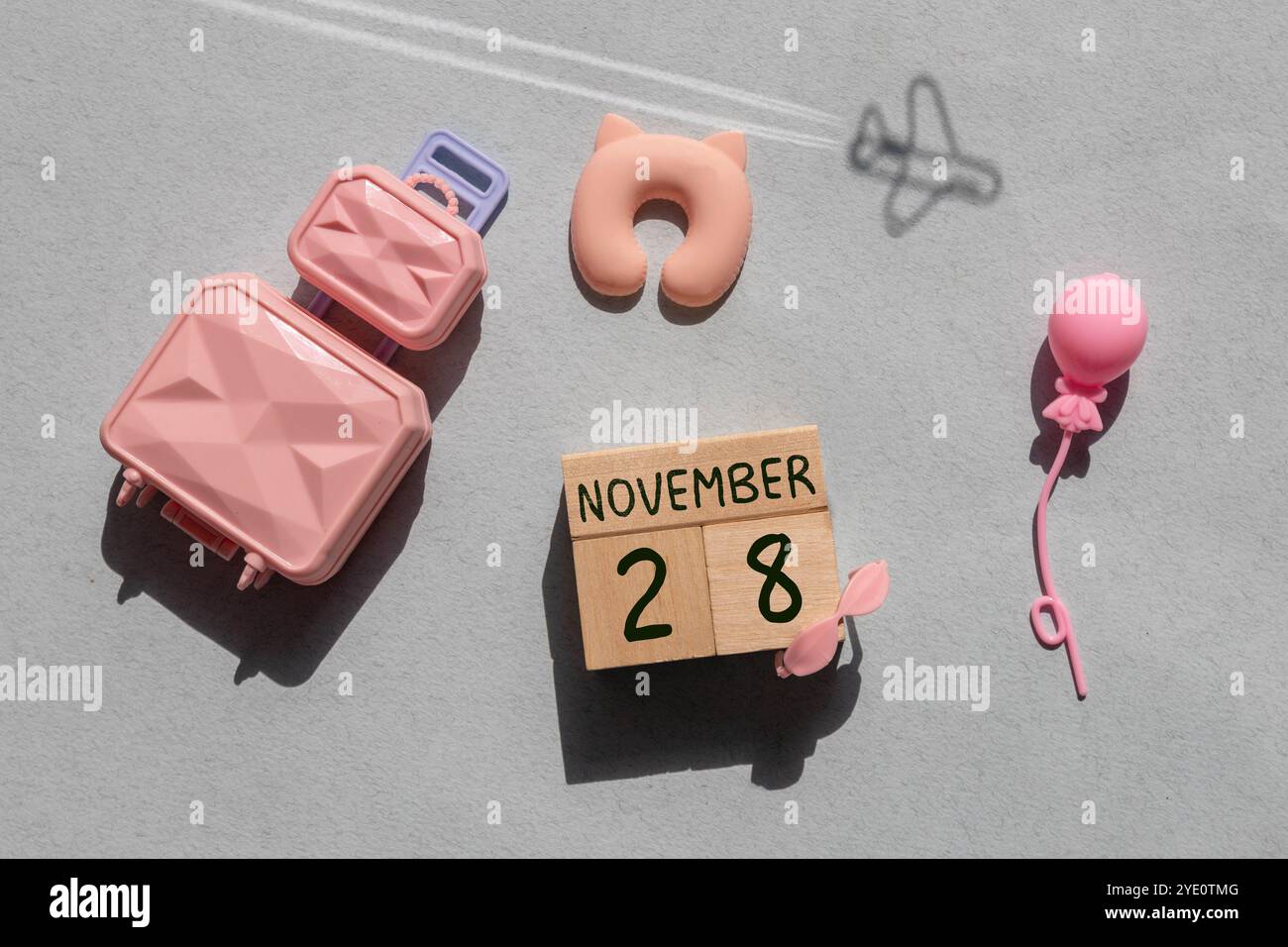 November 28 calendar date text on wooden blocks with copy space for ...