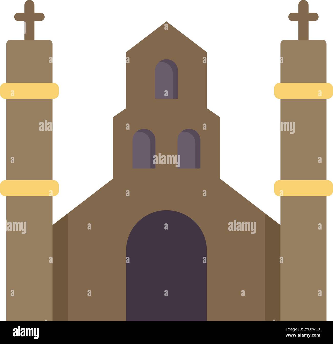Simple flat vector illustration of a large cathedral building with two high towers Stock Vector ...