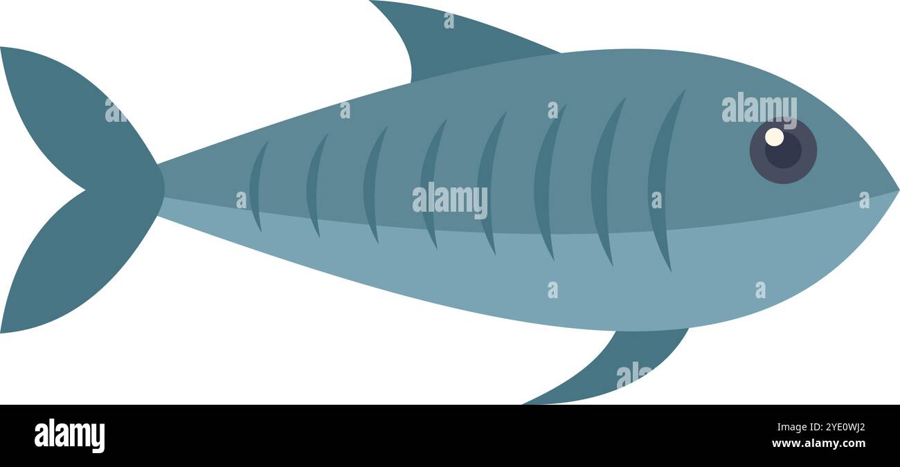 Simple cartoon illustration of a blue fish swimming with its fins ...