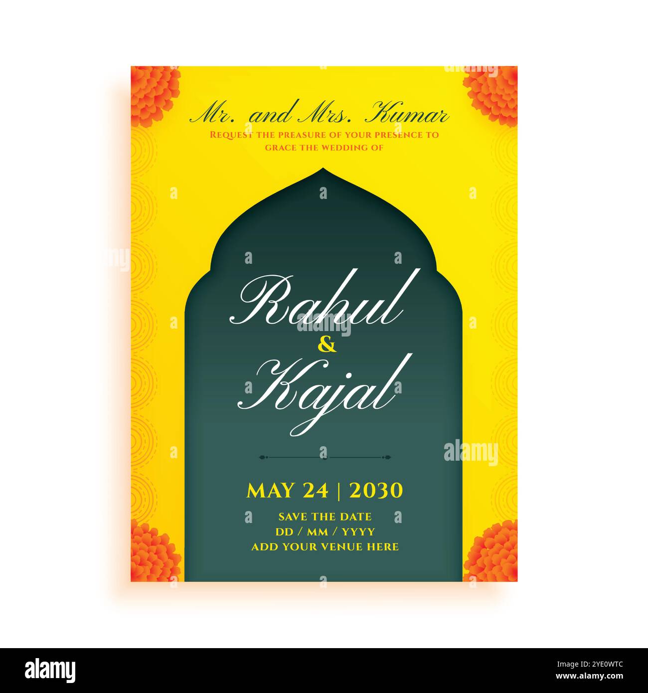 traditional indian wedding shaadi card design template vector Stock ...