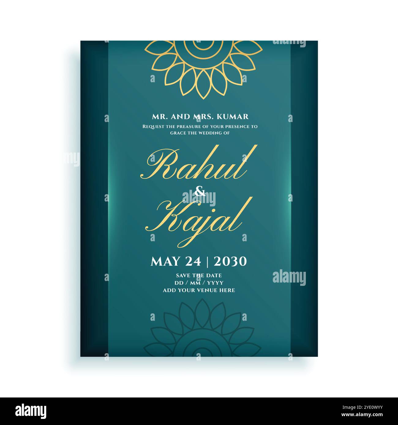 Traditional Indian Wedding Card With Cutout Design Filigree Pattern