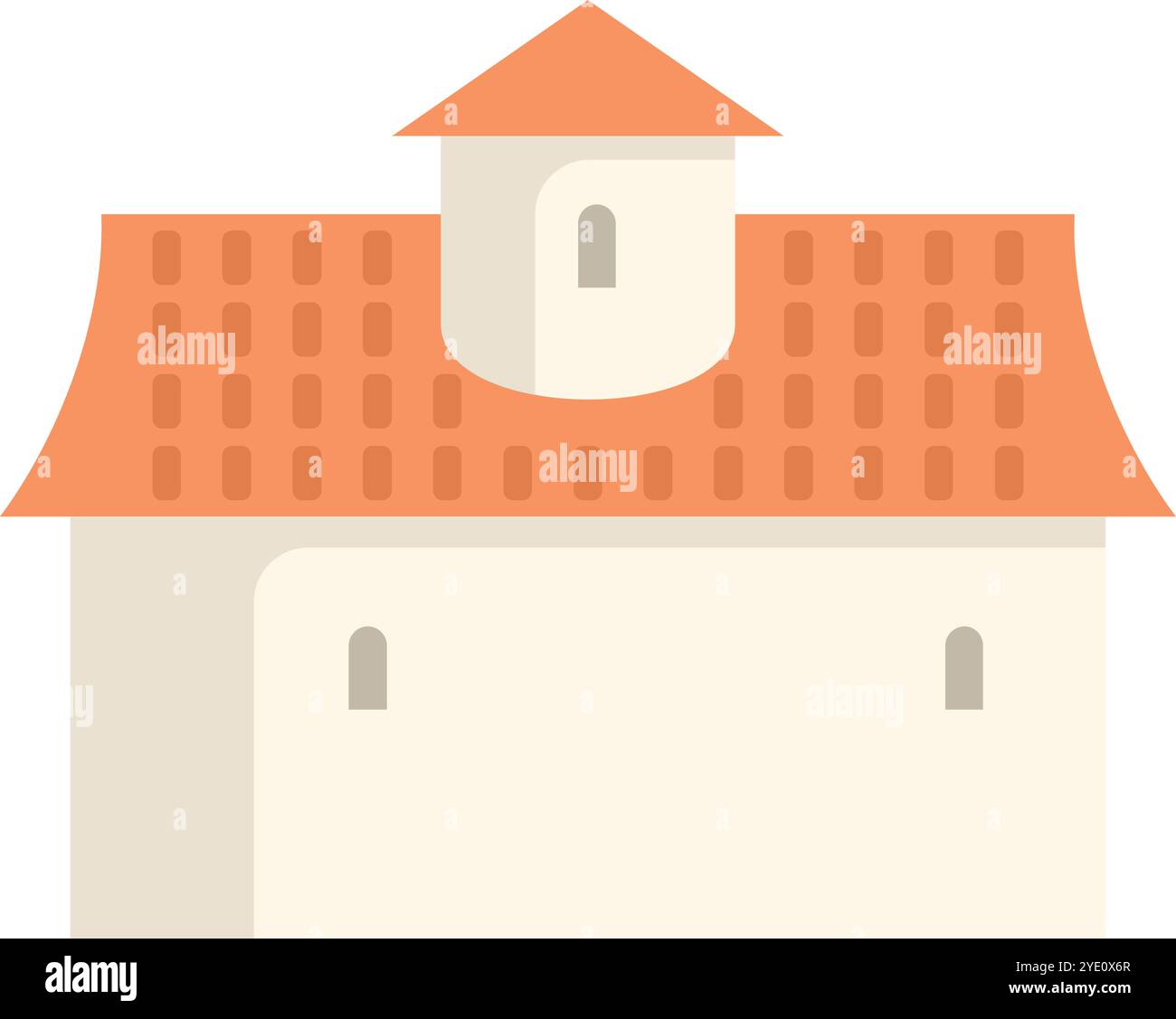 Simple illustration in a flat style of a medieval era stone building ...