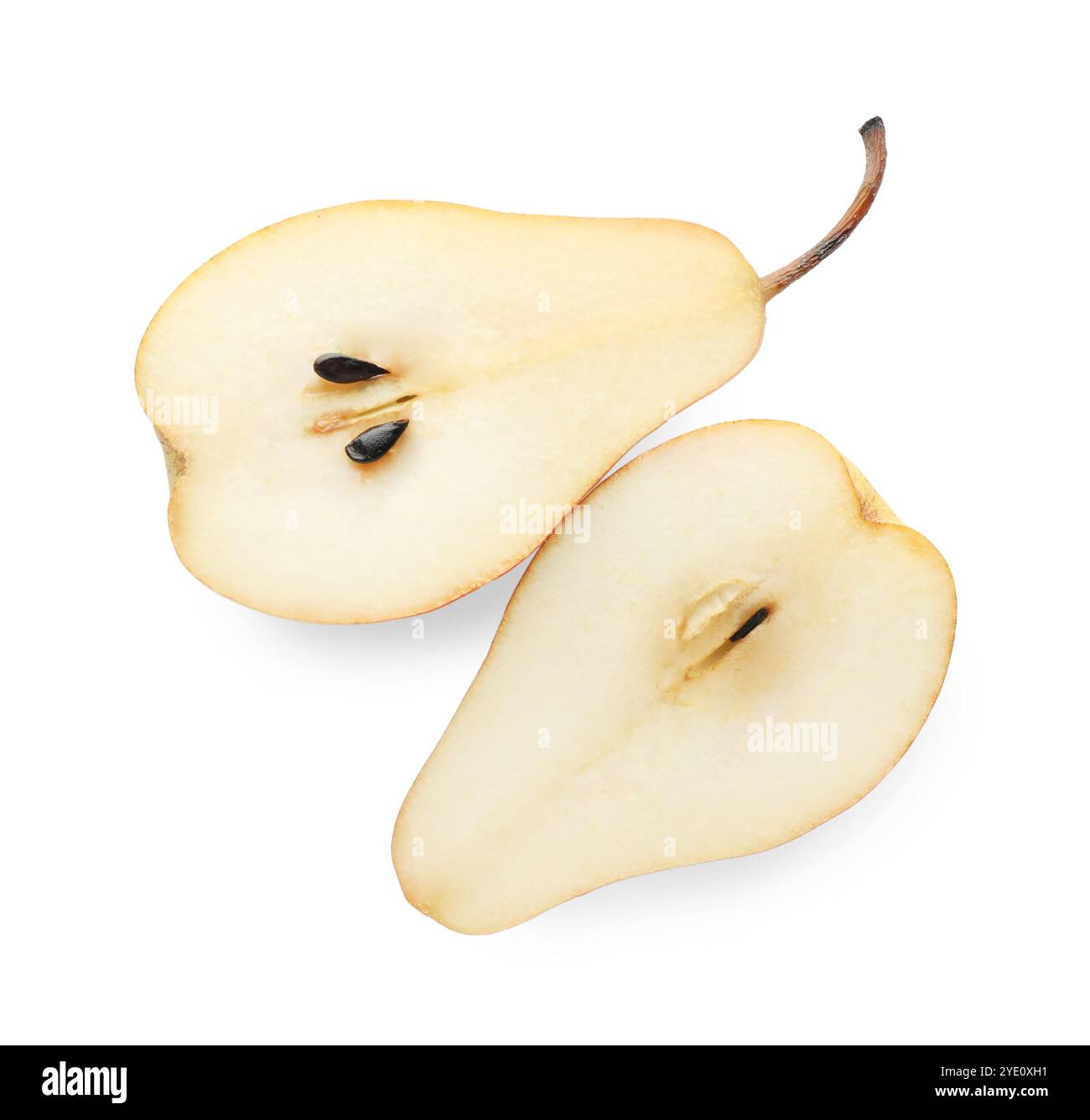 Two halves yellow pear Cut Out Stock Images & Pictures - Alamy