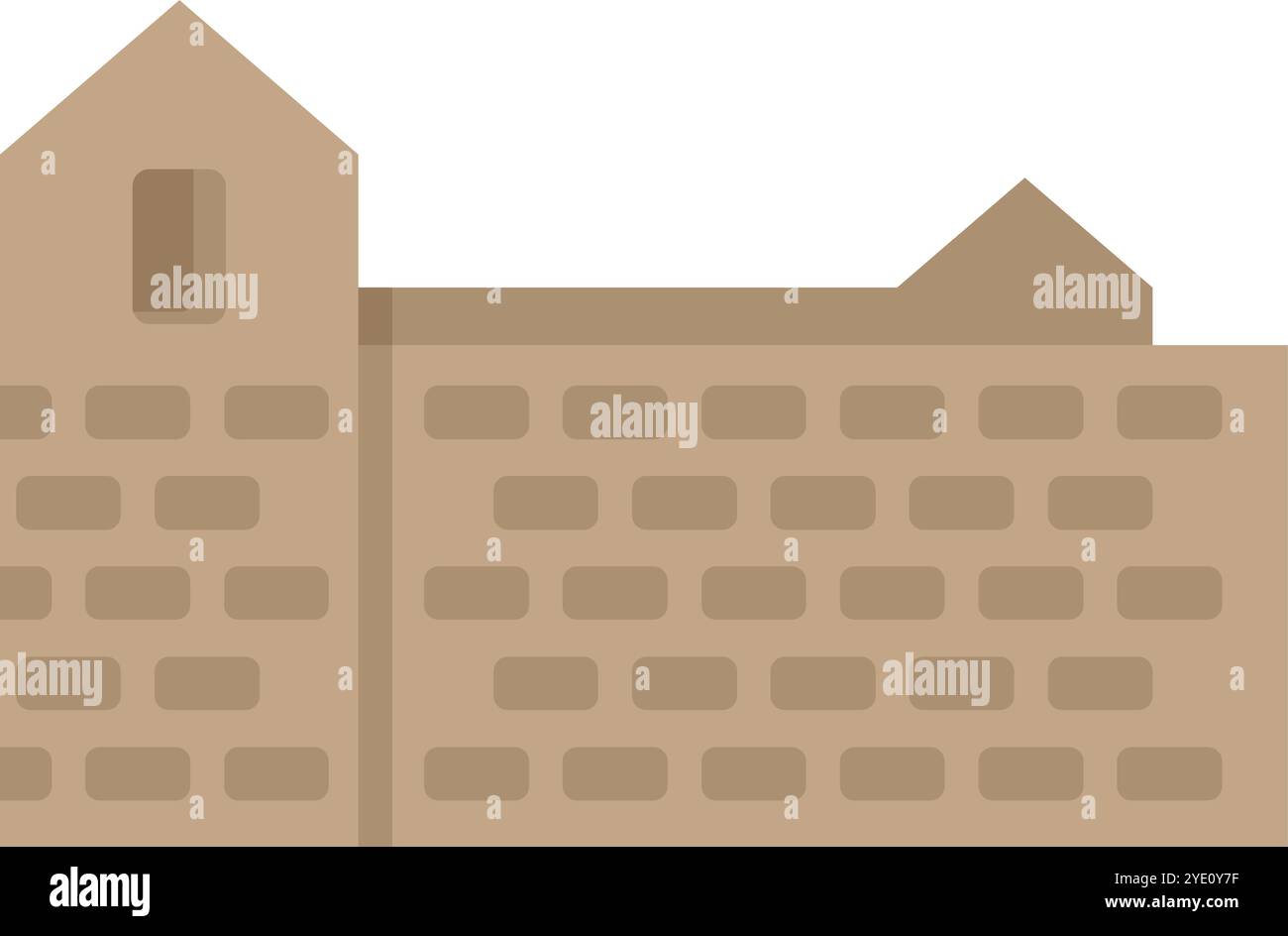 Simple vector illustration of a medieval building with a tower ...
