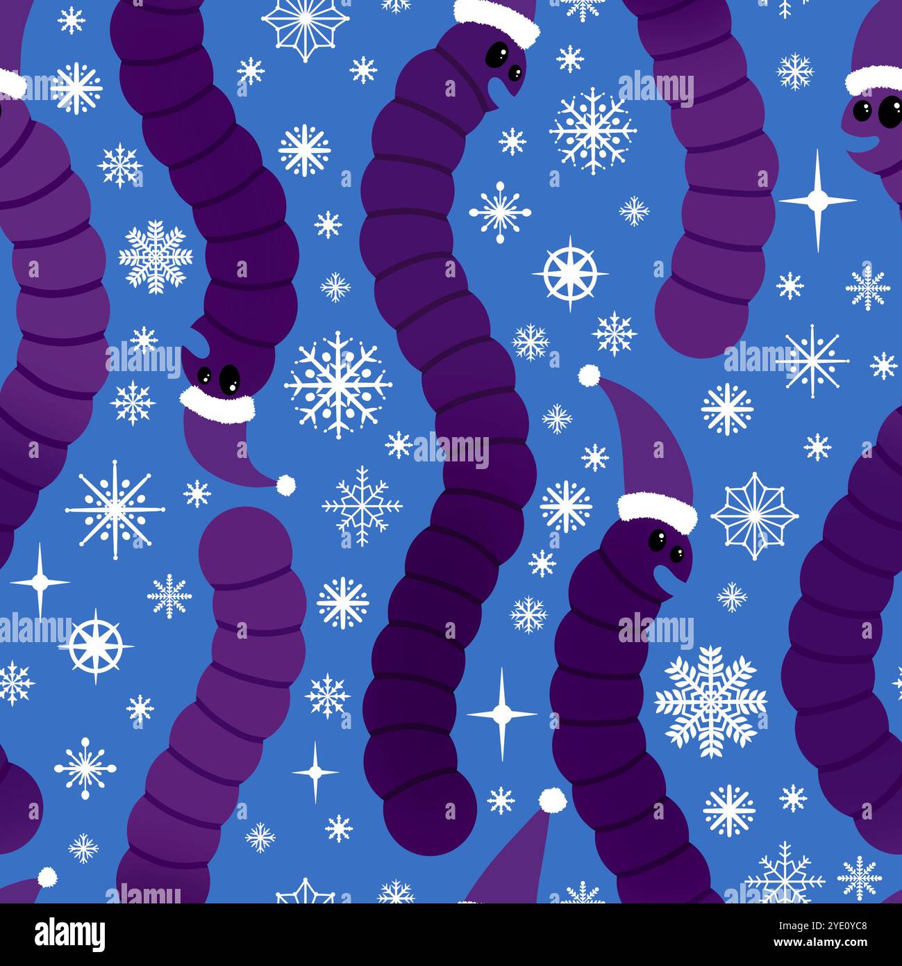 Christmas animals seamless worms and Santa hat pattern for wrapping ...