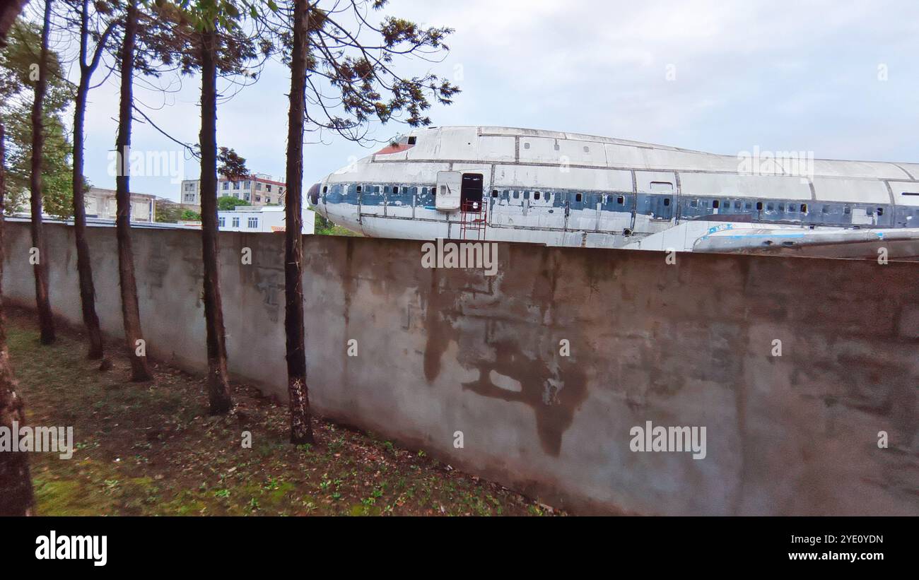 SHANGHAI, CHINA - OCTOBER 27, 2024 - An abandoned Boeing 747 aircraft ...