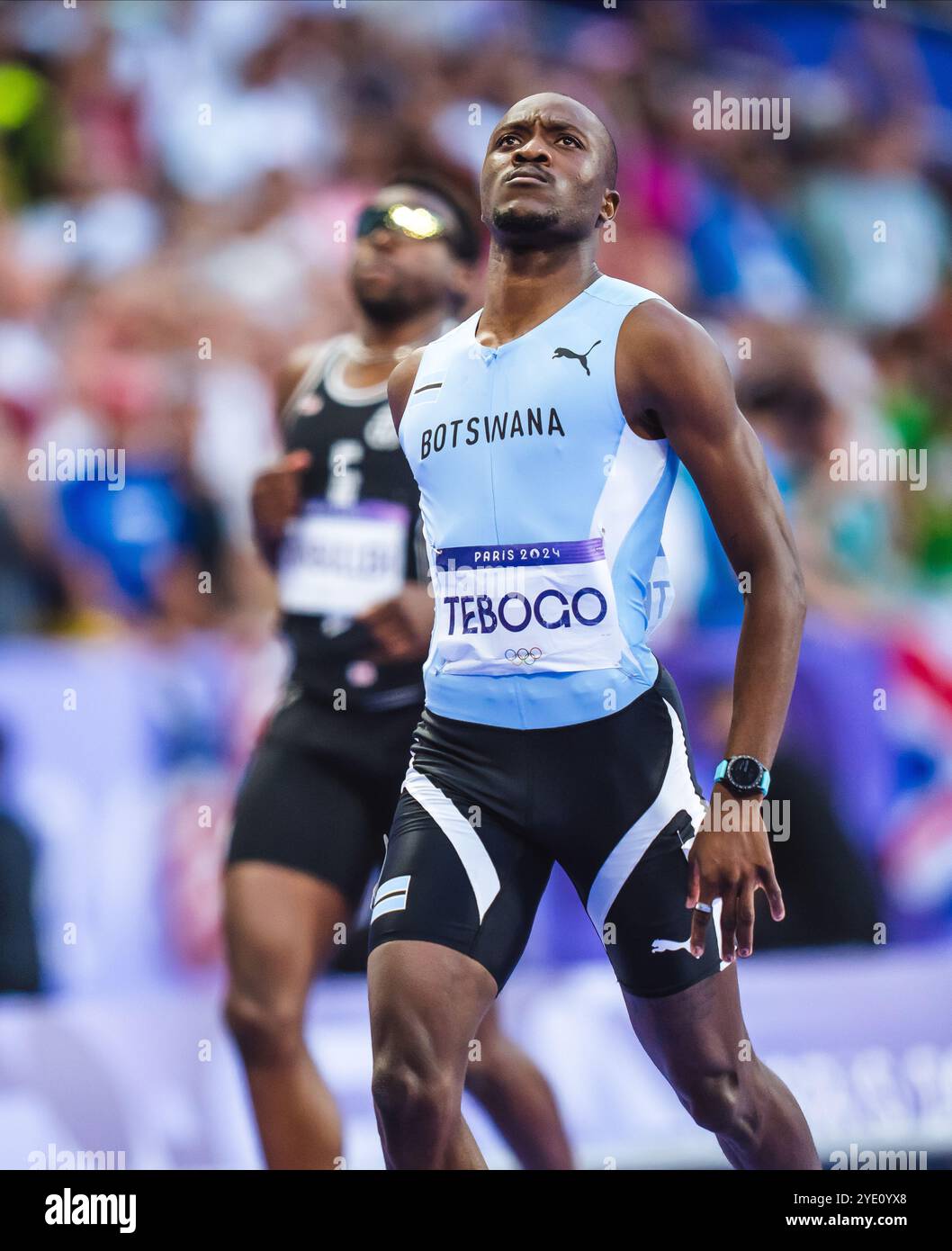 Letsile Tebogo winning in the 200 meters at the Paris 2024 Olympic ...