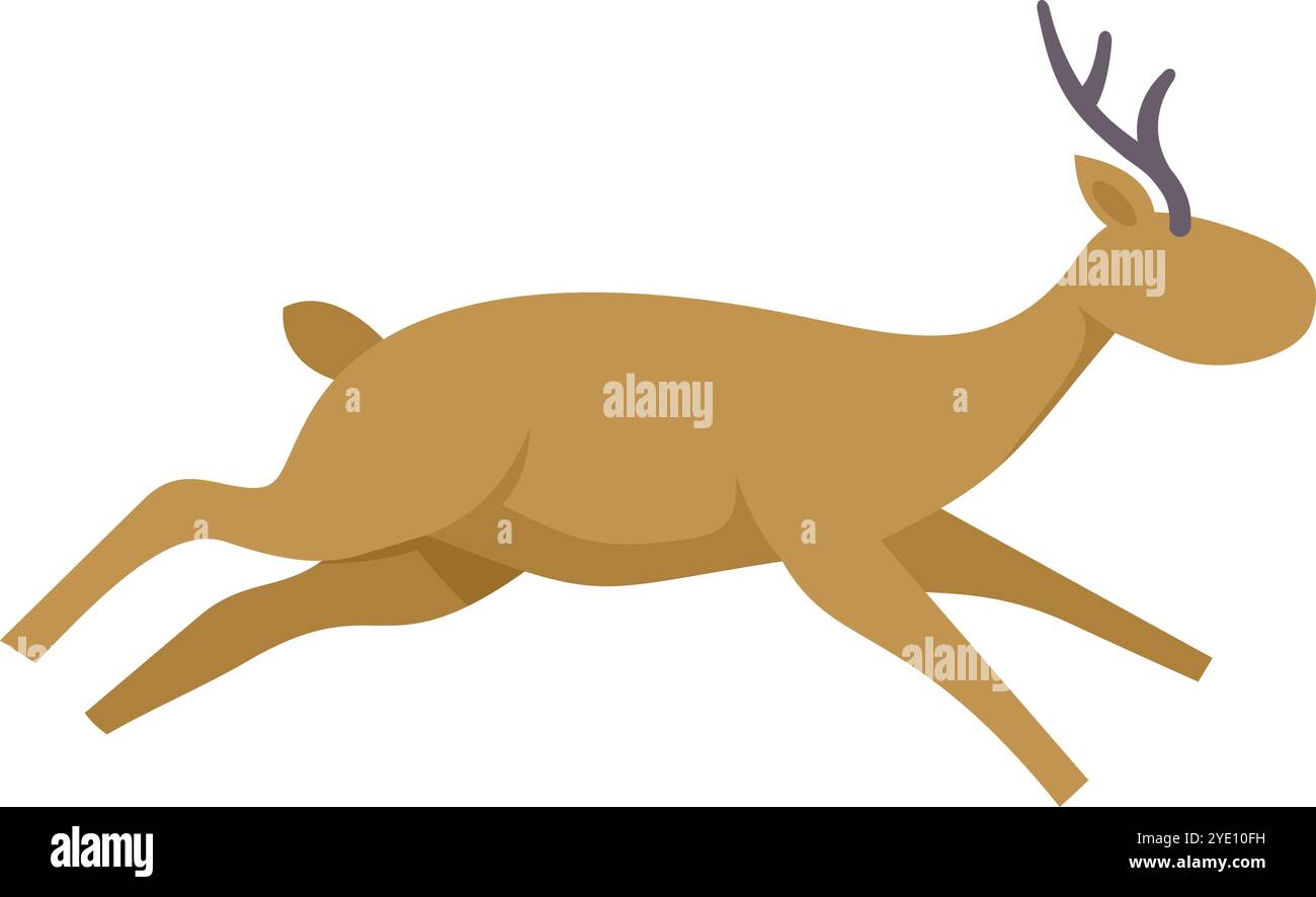 Cartoon image of a young male deer sprinting with its legs extended ...
