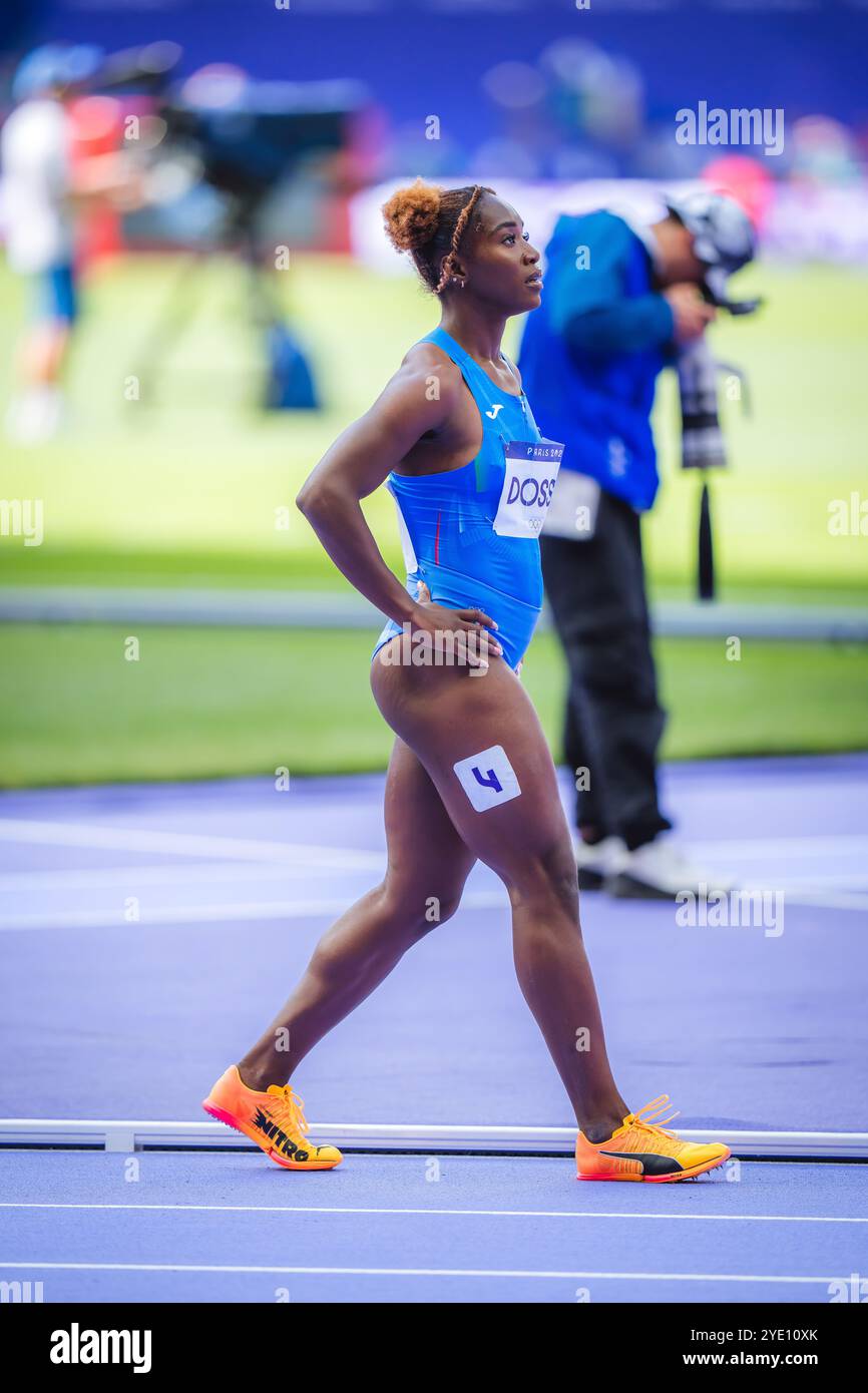 Zaynab Dosso participating in the 4x100 meters relay at the Paris 2024 ...