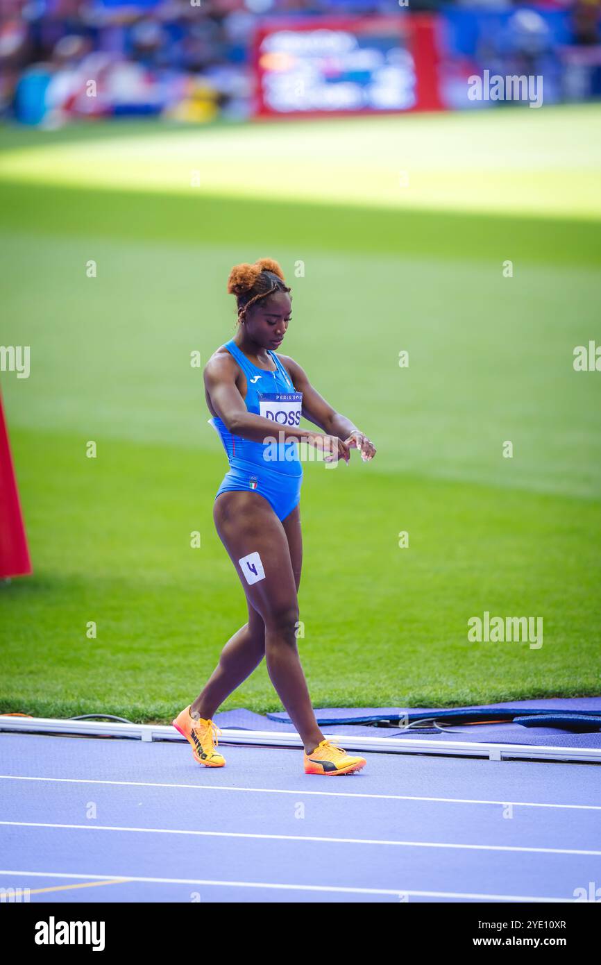 Zaynab Dosso participating in the 4x100 meters relay at the Paris 2024 ...