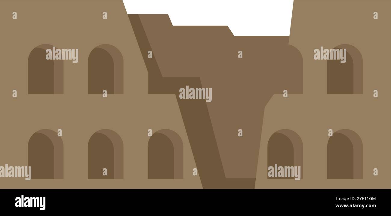 This vector illustration shows the ancient ruins of the colosseum ...