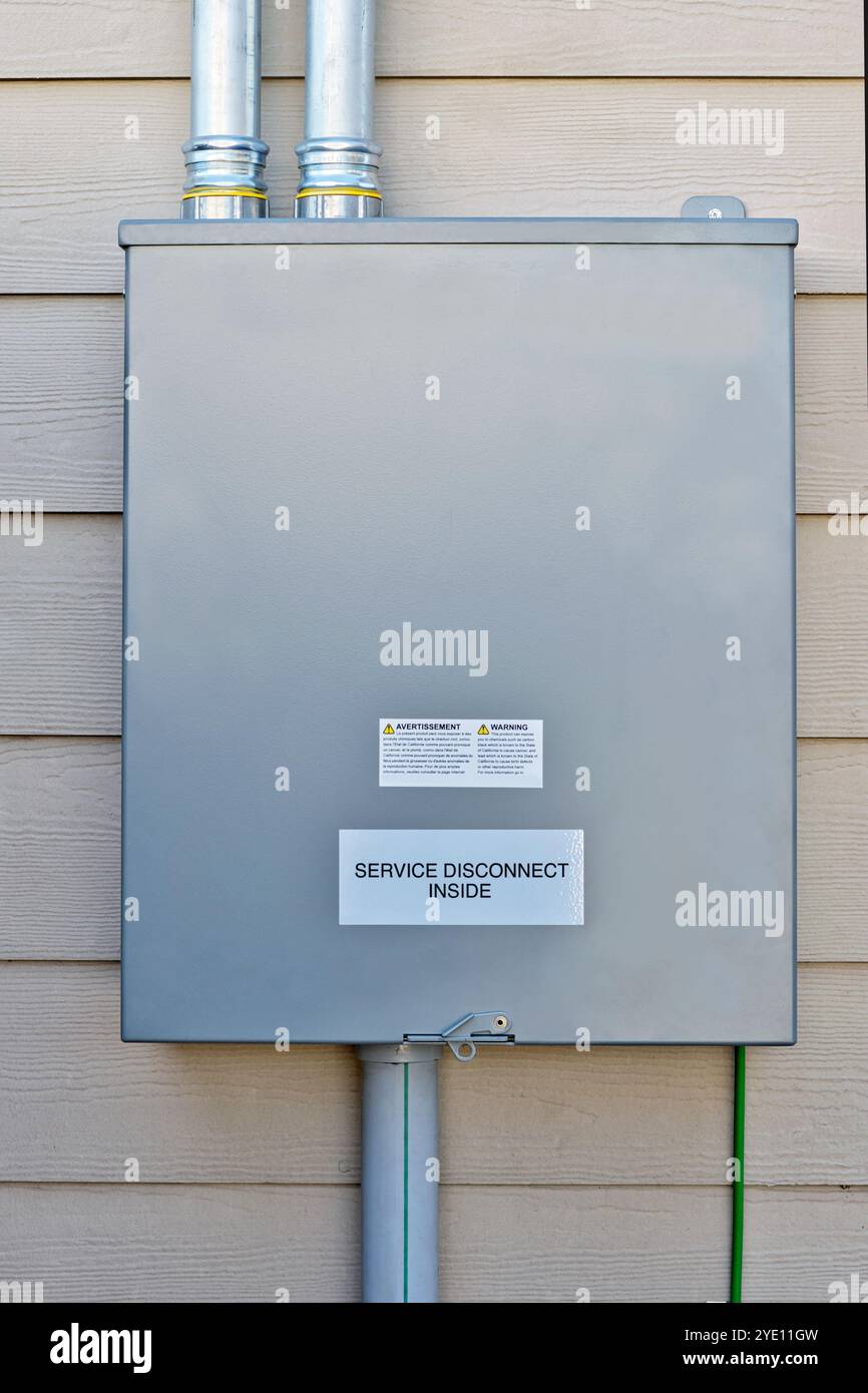 Standby generator transfer switch disconnect box junction wall ...