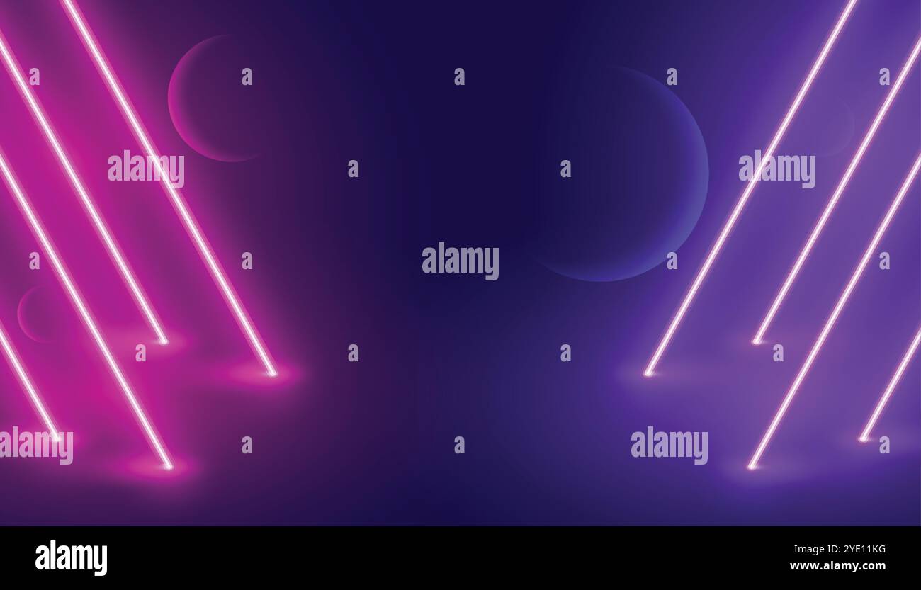 beam of neon glowing light rods stage background Stock Vector Image ...