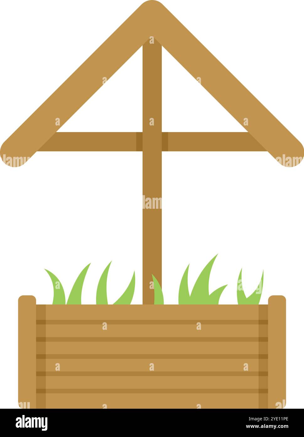 Simple vector illustration of a raised garden bed with grass growing ...