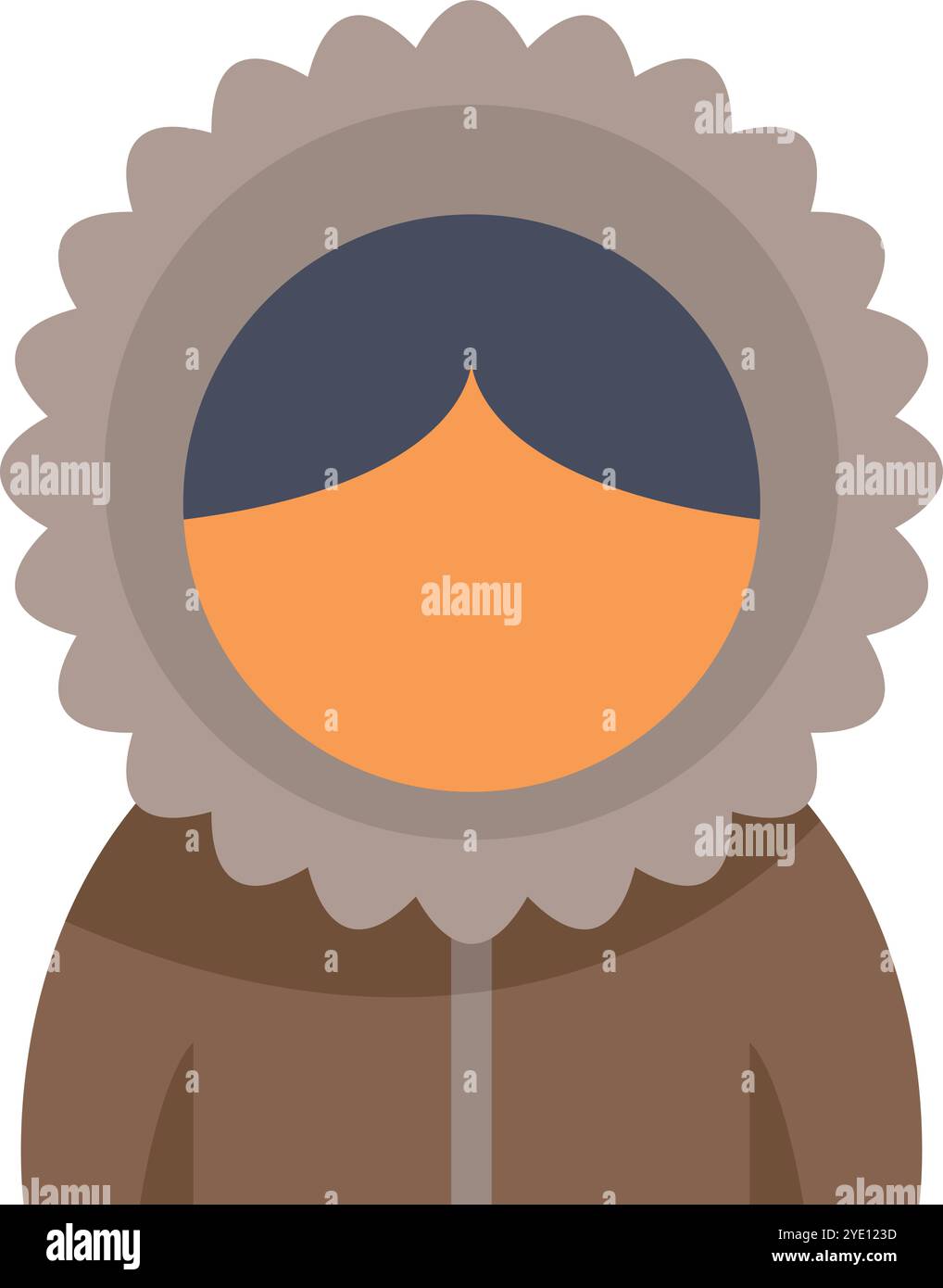 This vector illustration features an inuit person bundled up in a ...