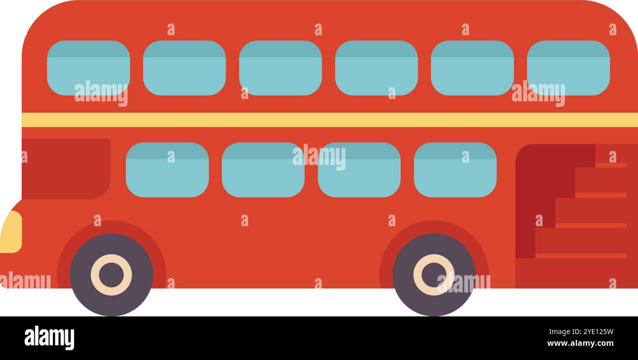 Red double decker bus is driving through the city Stock Vector Image ...