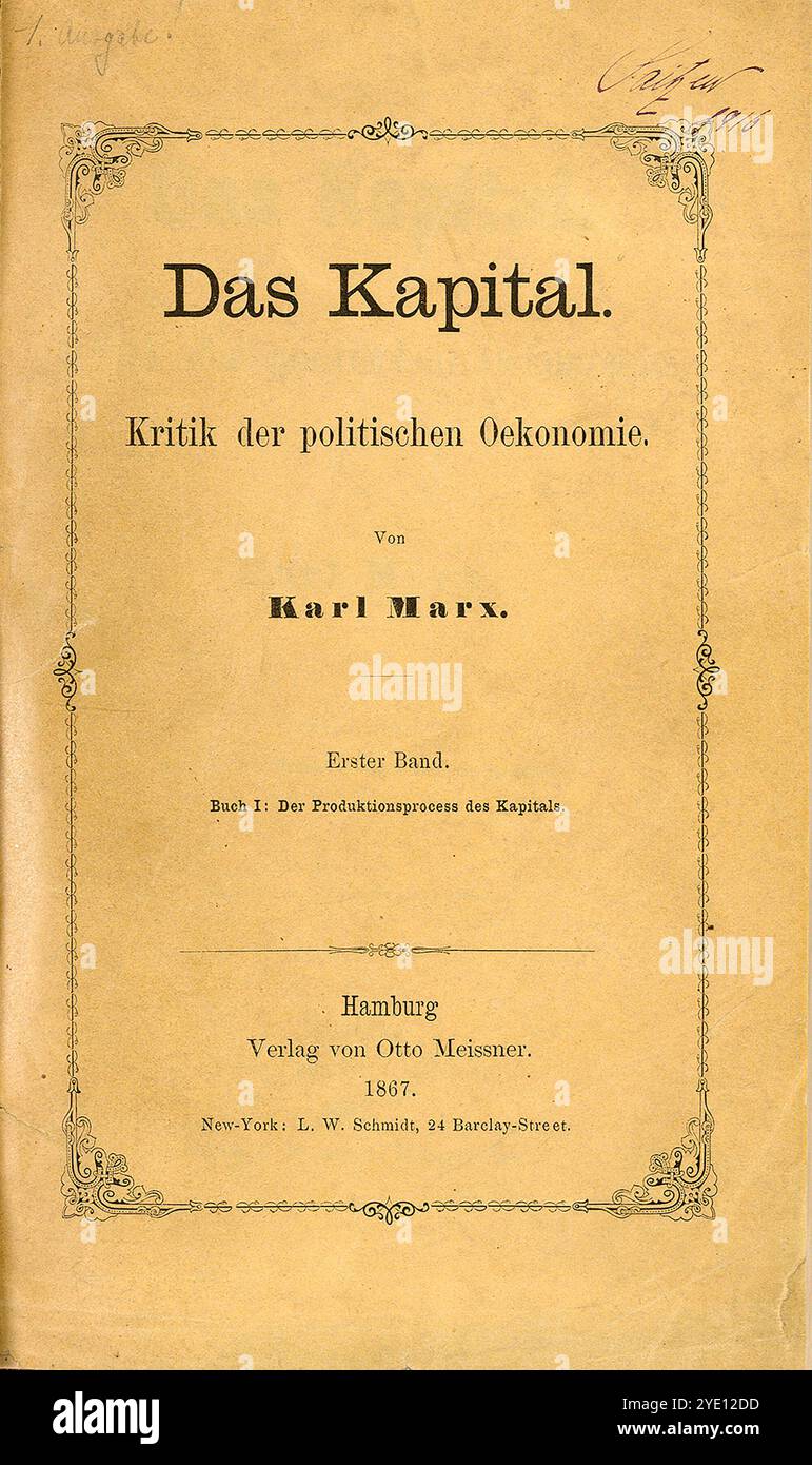 The front cover of the first edition of the socialist work Das Kapital ...