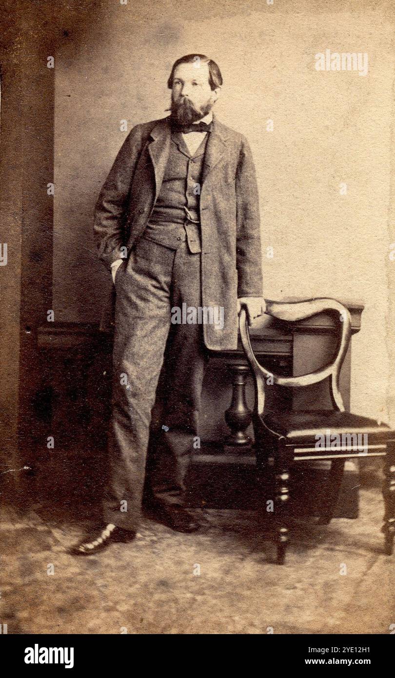 An 1865 portrait of the socialist thinker Friedrich Engels, who was the ...