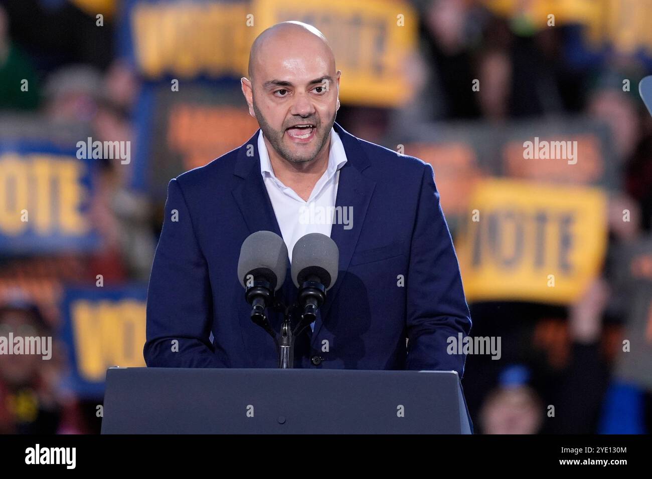 Assad Turfe, of Dearborn, Mich., speaks at a campaign rally for ...