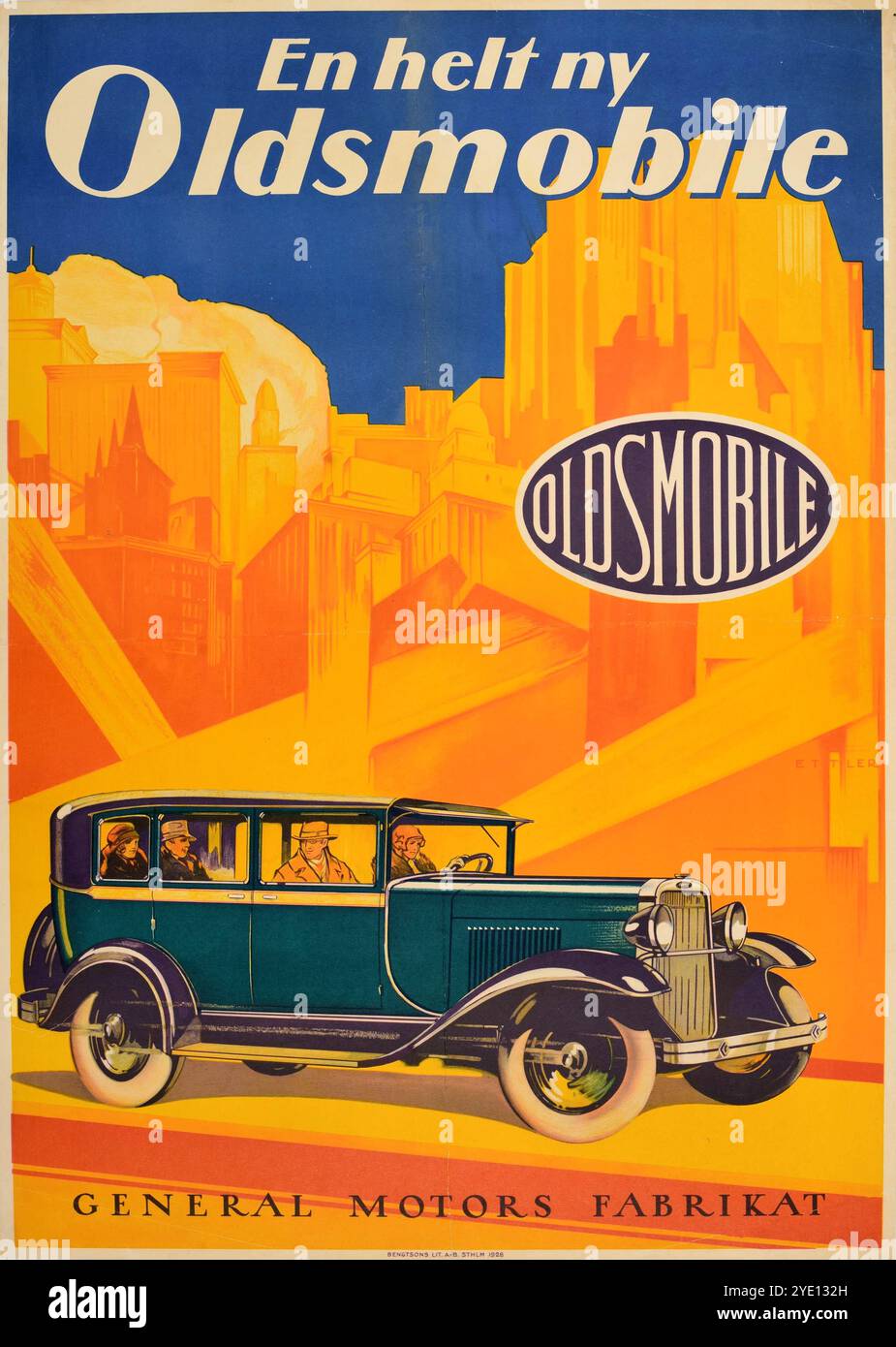 Vintage Advertising Poster for Oldsmobile Car. 1928 Stock Photo - Alamy
