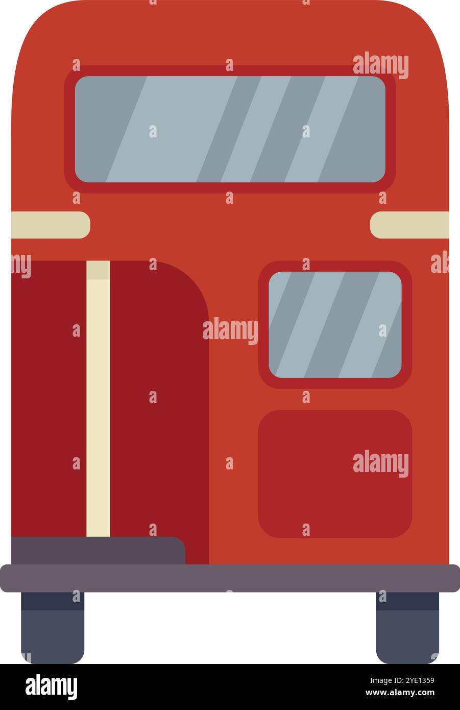 Simple vector illustration of the back of a red double decker bus, a ...