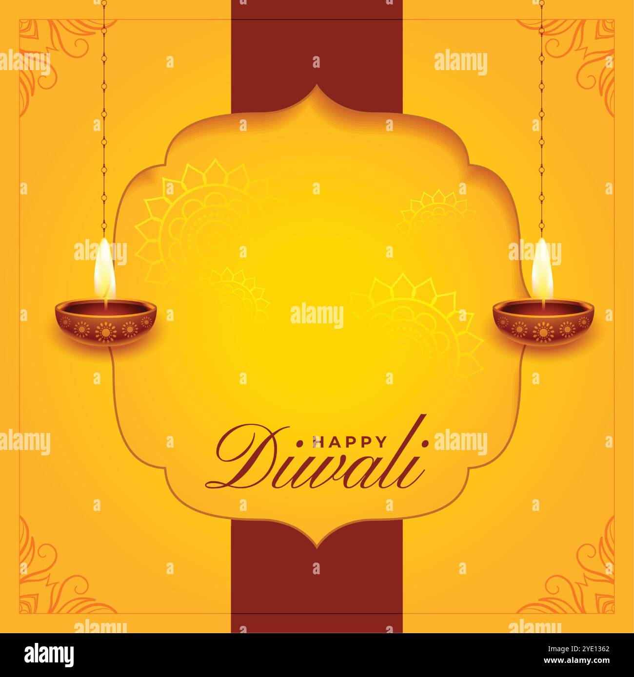 Happy diwali background with hanging diya and text space Stock Vector ...