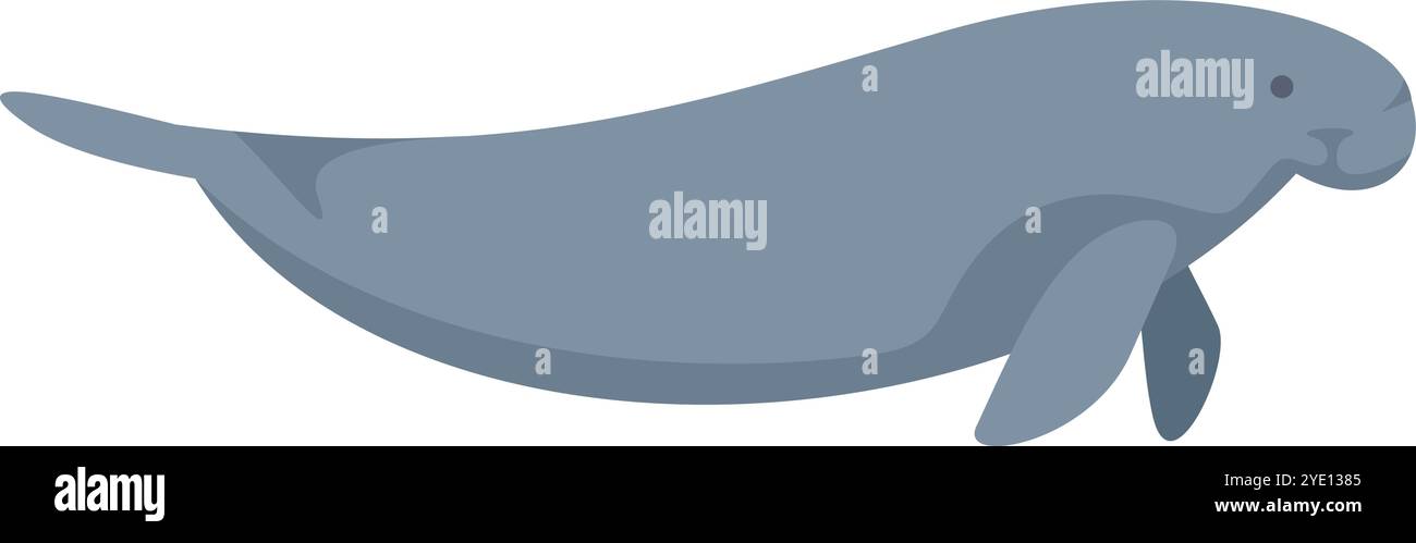 This illustration features a dugong, a large, gray aquatic mammal ...