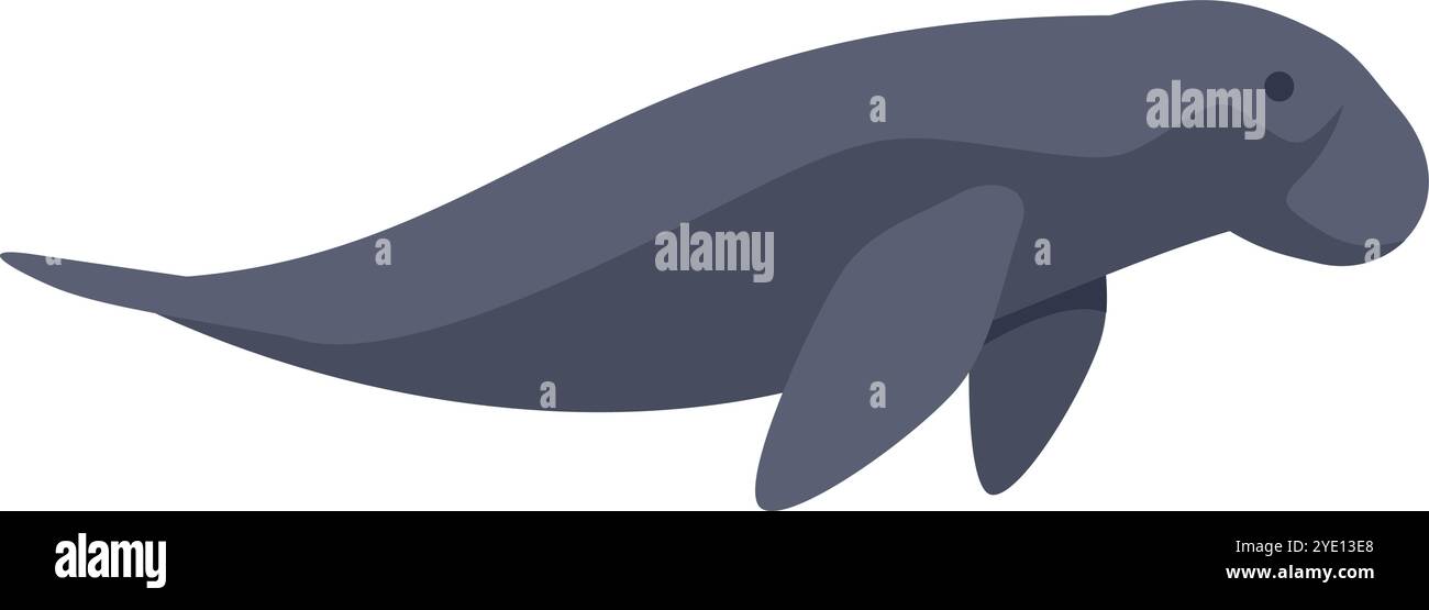 Cute dugong swimming underwater, sea cow isolated on white background ...