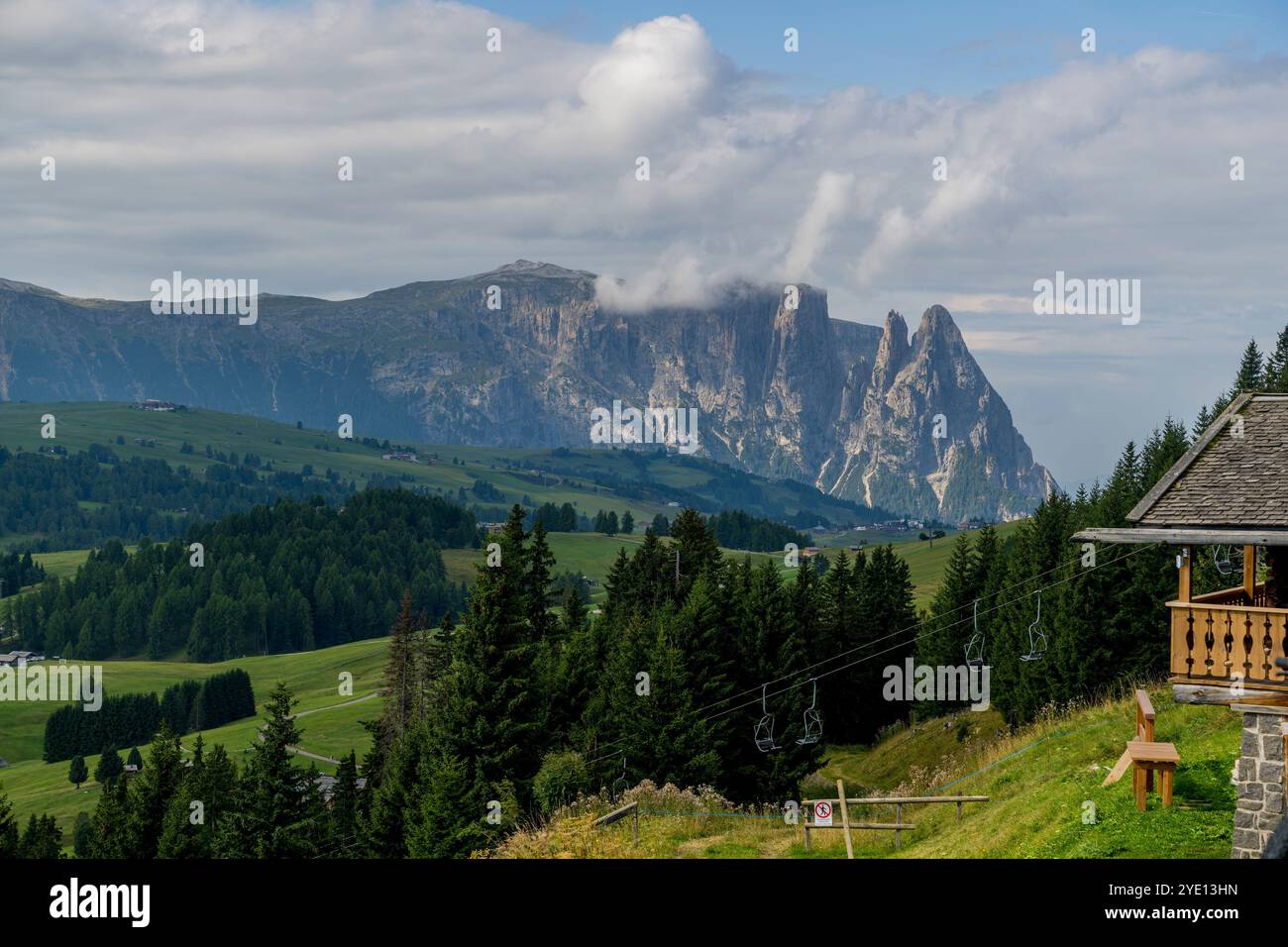View of the Punta Euringer Mountain from the Almgasthof Mont Seuc ...