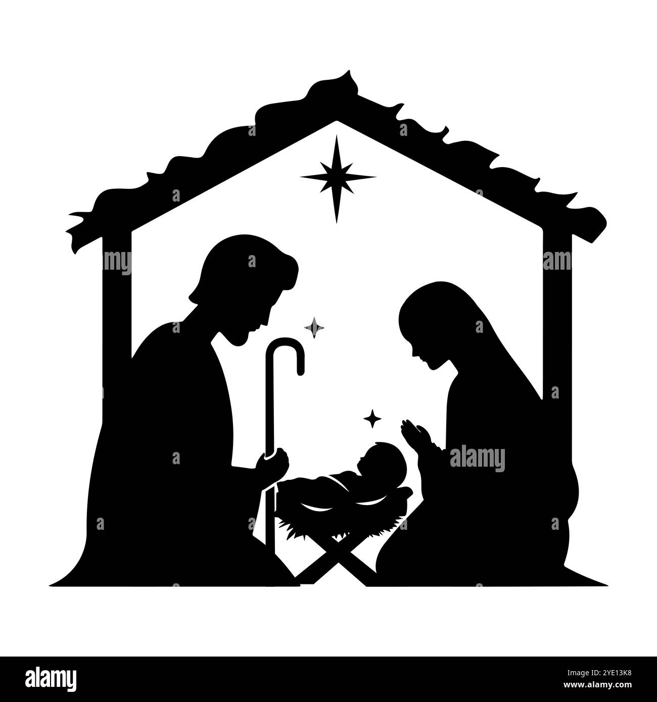 Mary joseph silhouette Black and White Stock Photos & Images - Alamy
