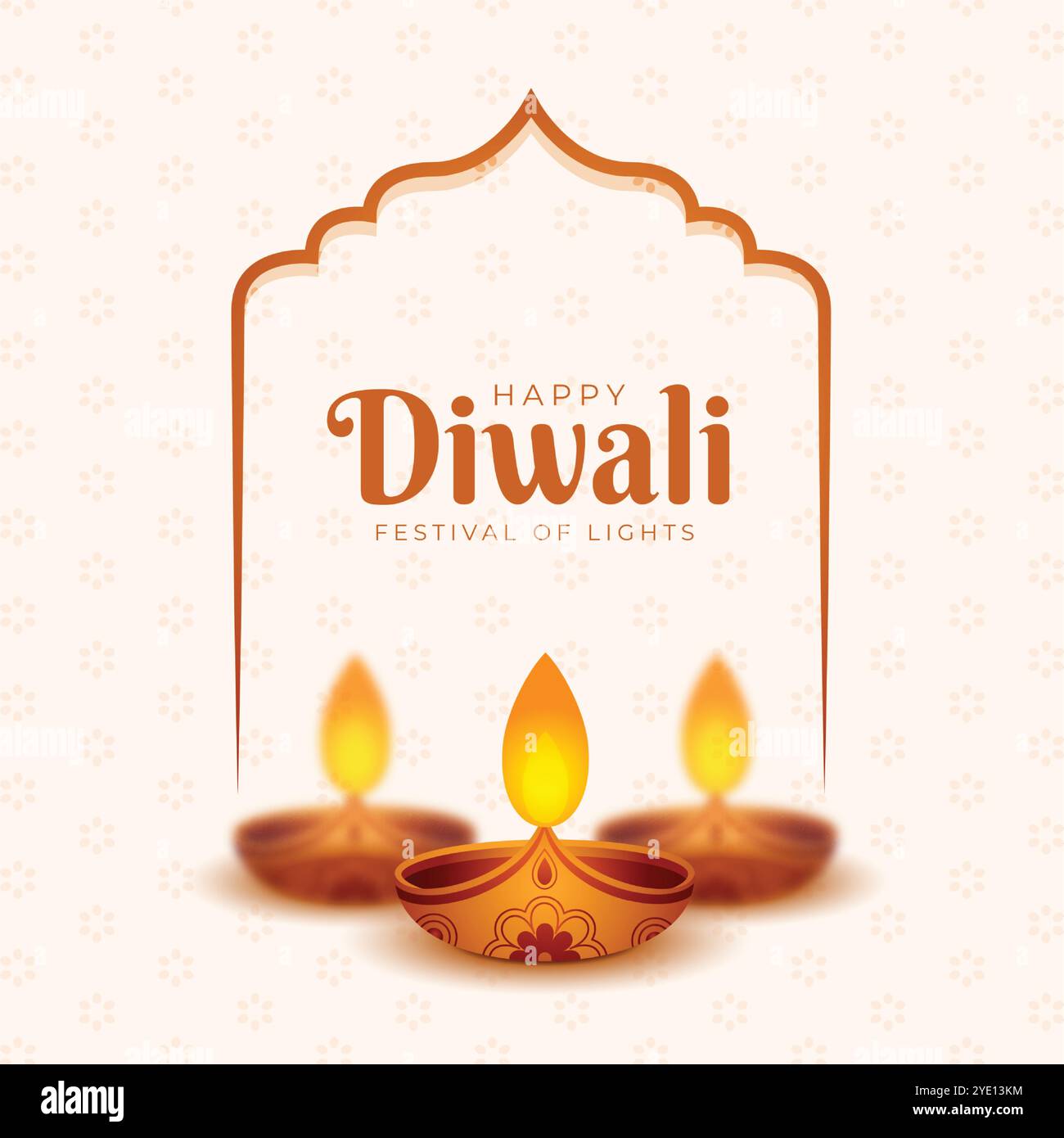 simple hindu deepavali festival card with realistic glowing diya Stock ...