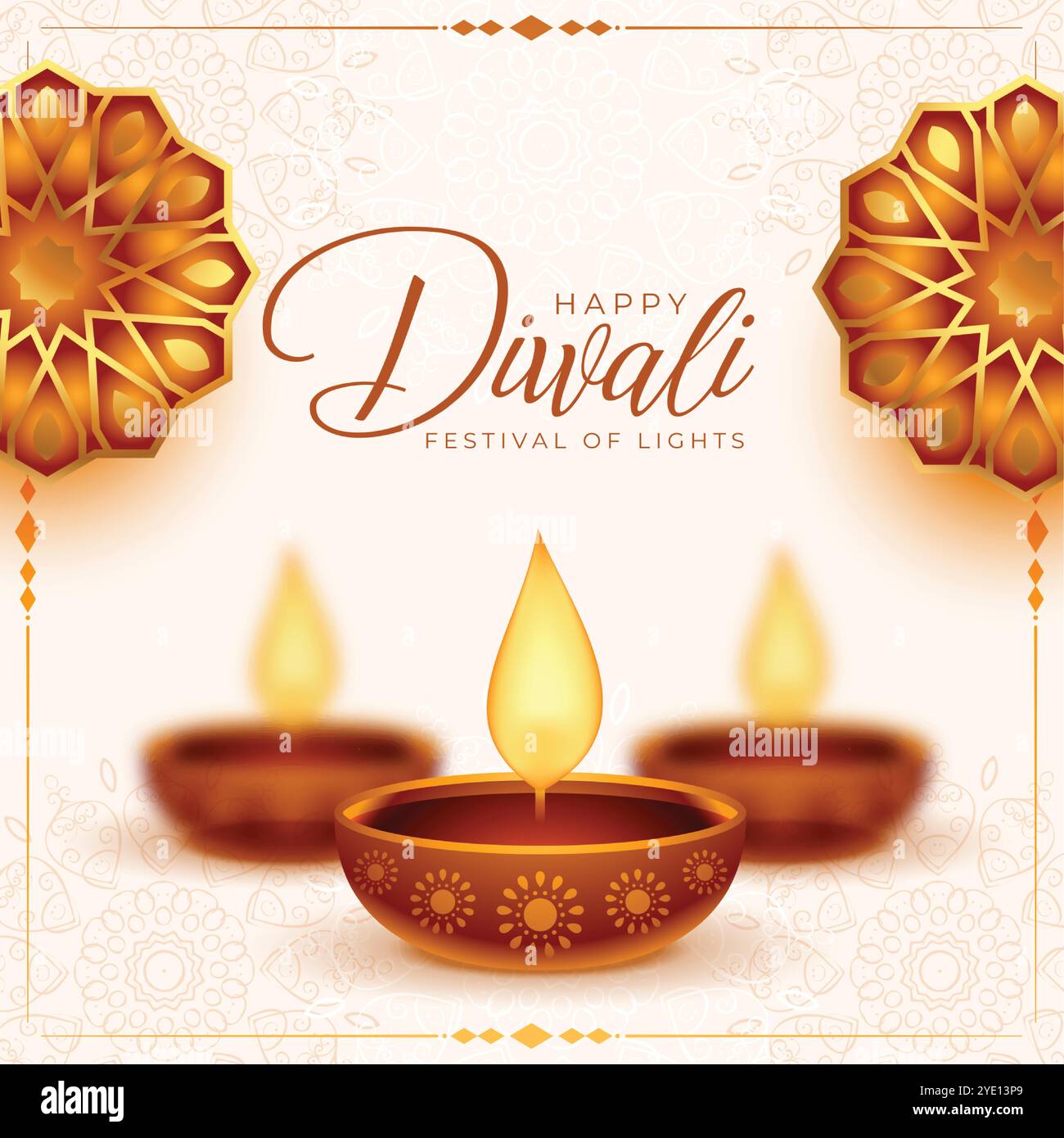 elegant deepavali festival banner with glowing diya and floral design ...
