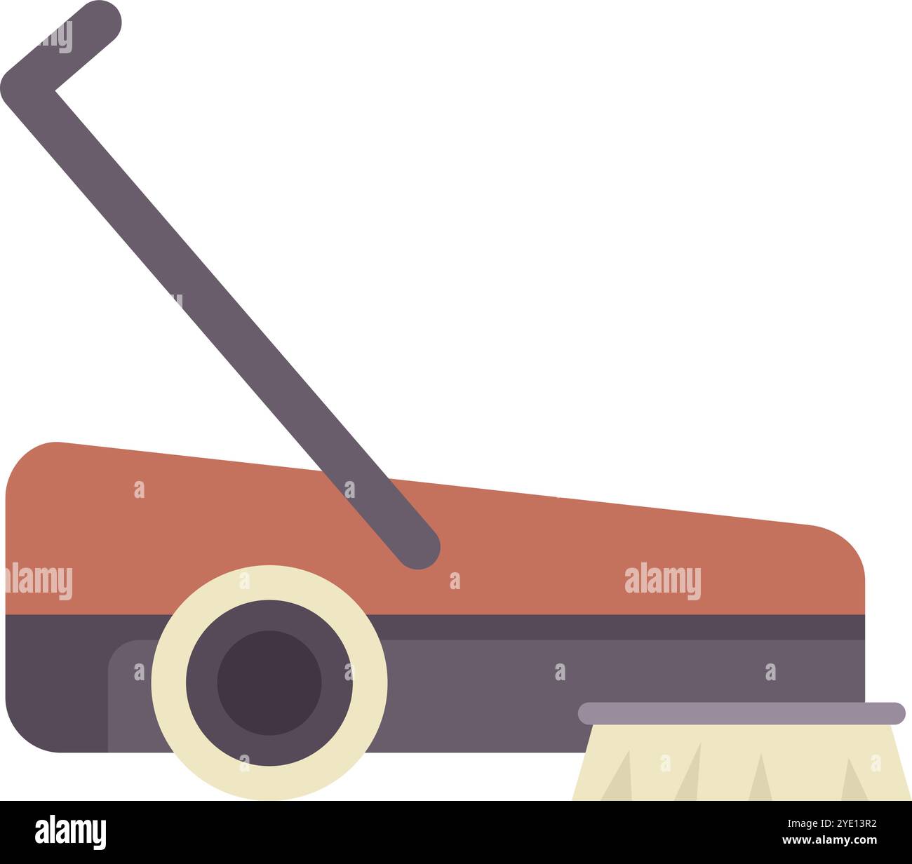 Push sweeper cleaning dust and debris from the floor, manual cleaning ...