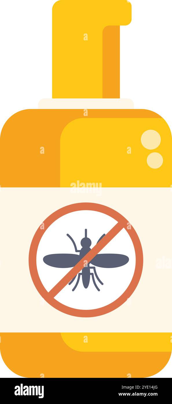 Yellow insecticide bottle with a stop sign over a mosquito, ideal for ...