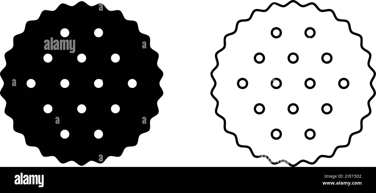Set of whole round cracker icons. Sweet or salty biscuit cookies circle ...