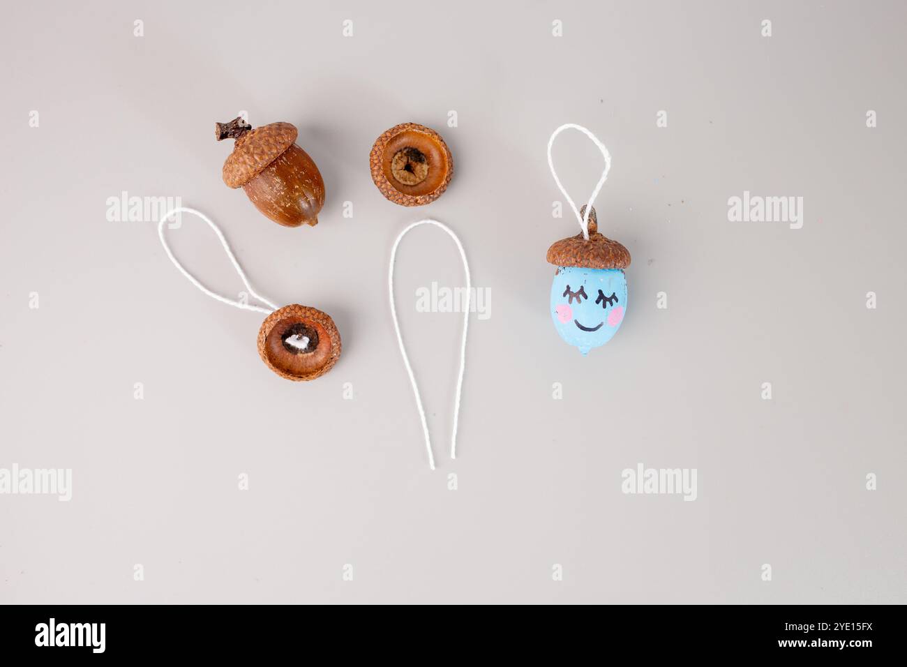 step by step instruction of autumn DIY project for kids, acorns and its ...