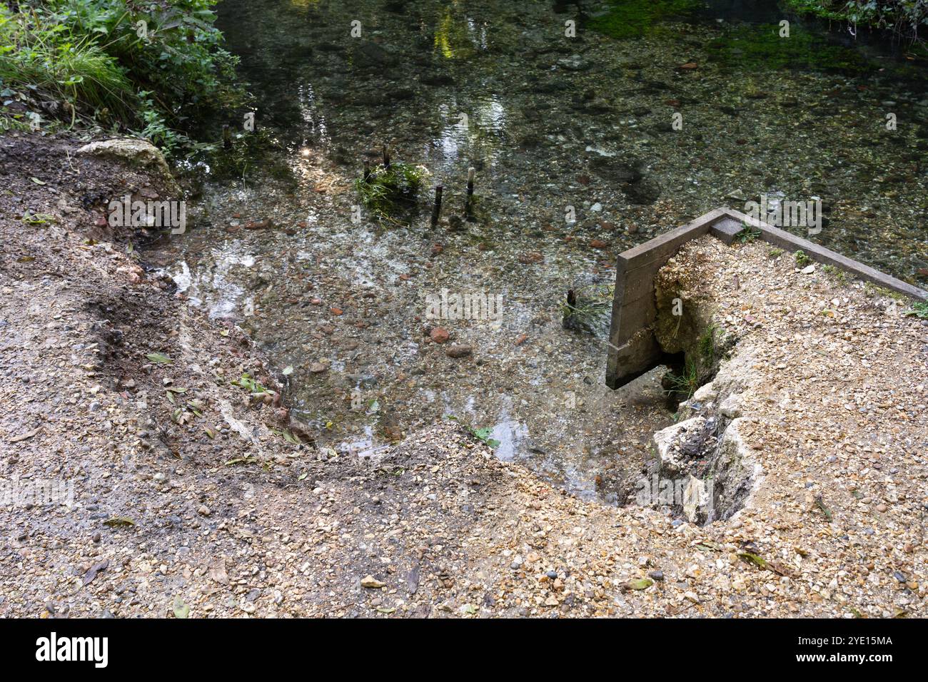 Full bank scour occurring in the direction of flow where manmade edge ...