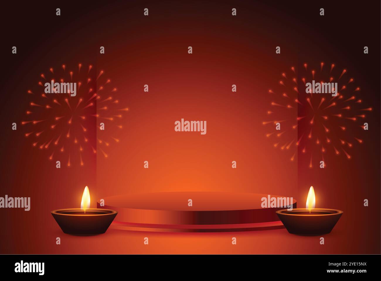 brown diwali banner with firework and 3d podium design Stock Vector ...