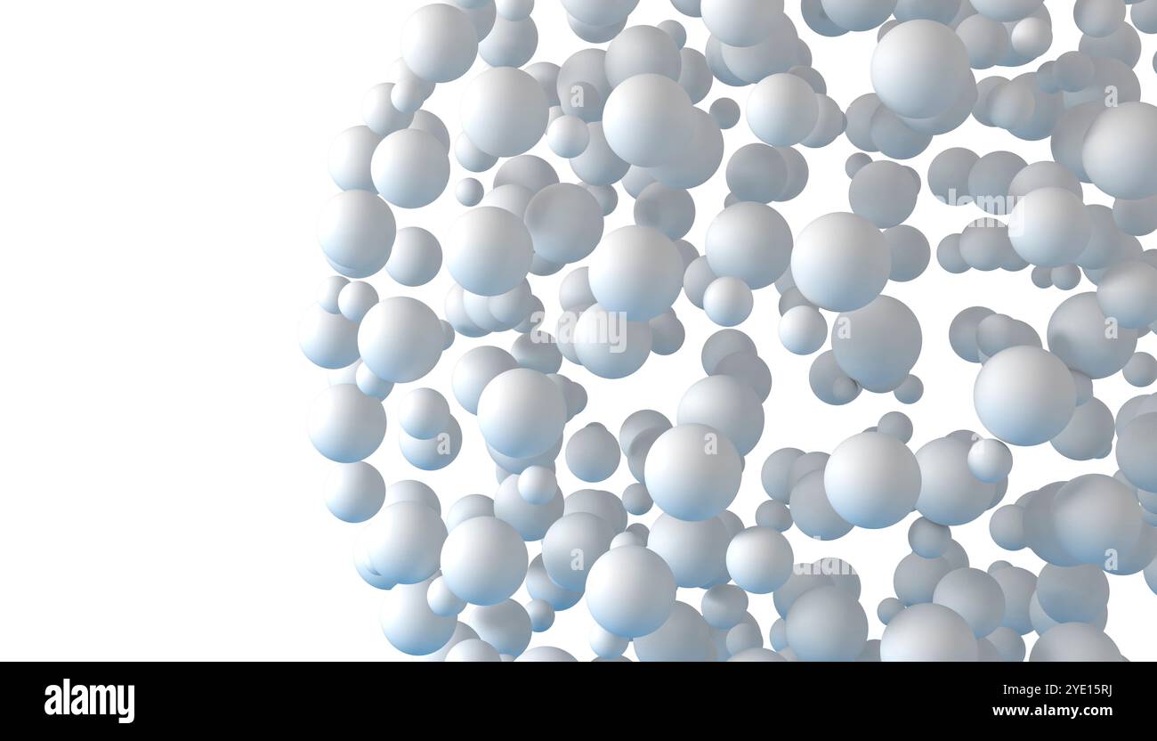 3d abstract spheres molecules isolated on white background. 3d render ...