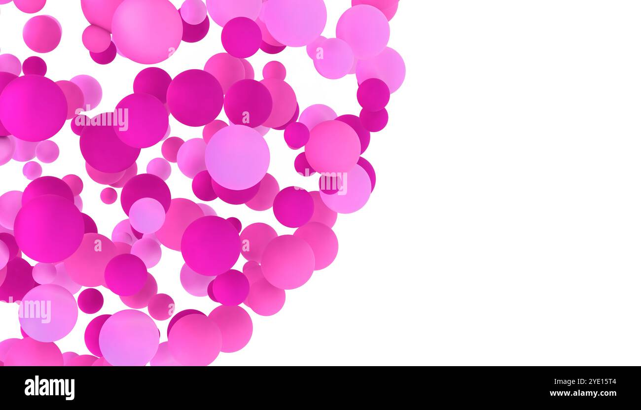 Abstract cluster of pink particles spheres isolated on white background ...