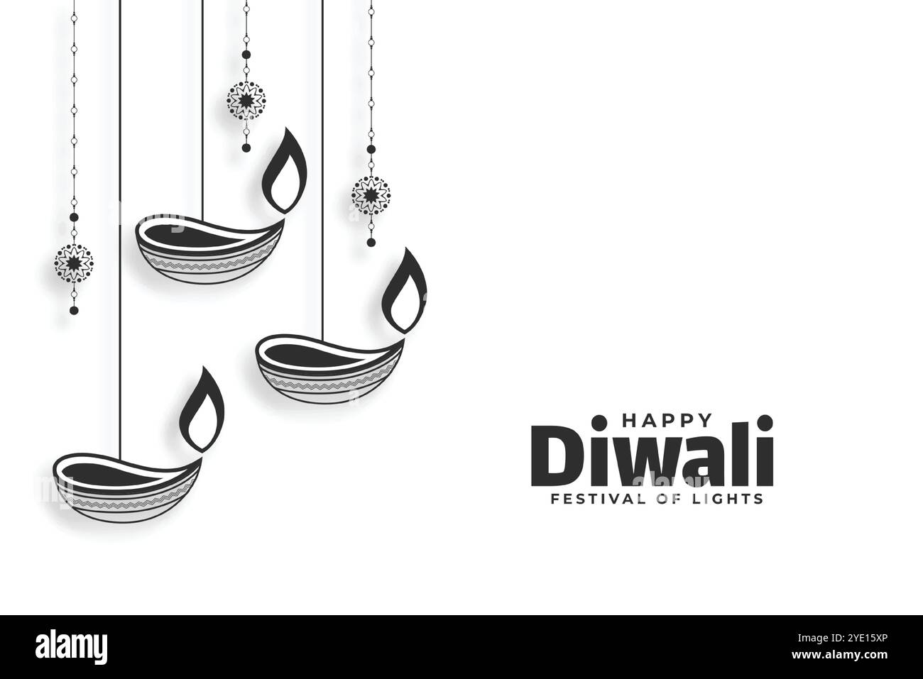 minimal style diwali greeting banner with hanging diya design Stock ...