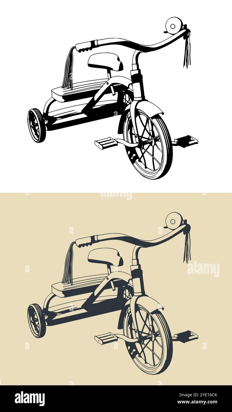 Stylized vector illustrations of a children's tricycle Stock Vector ...