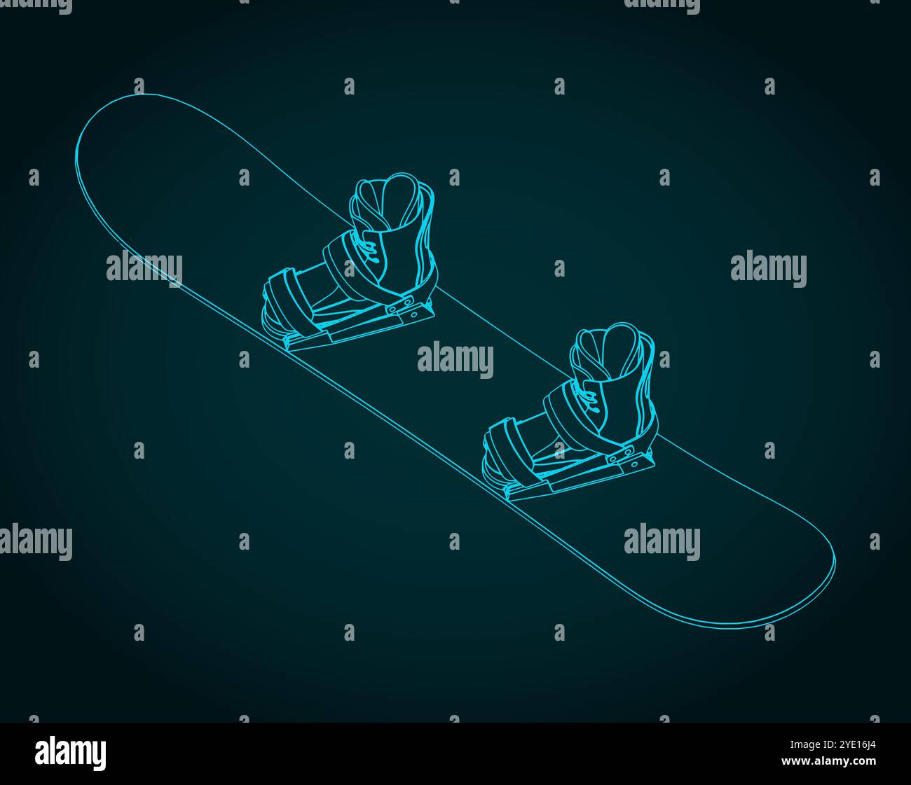Snowboard board and boots isometric blueprint. Snowboard set Stock ...