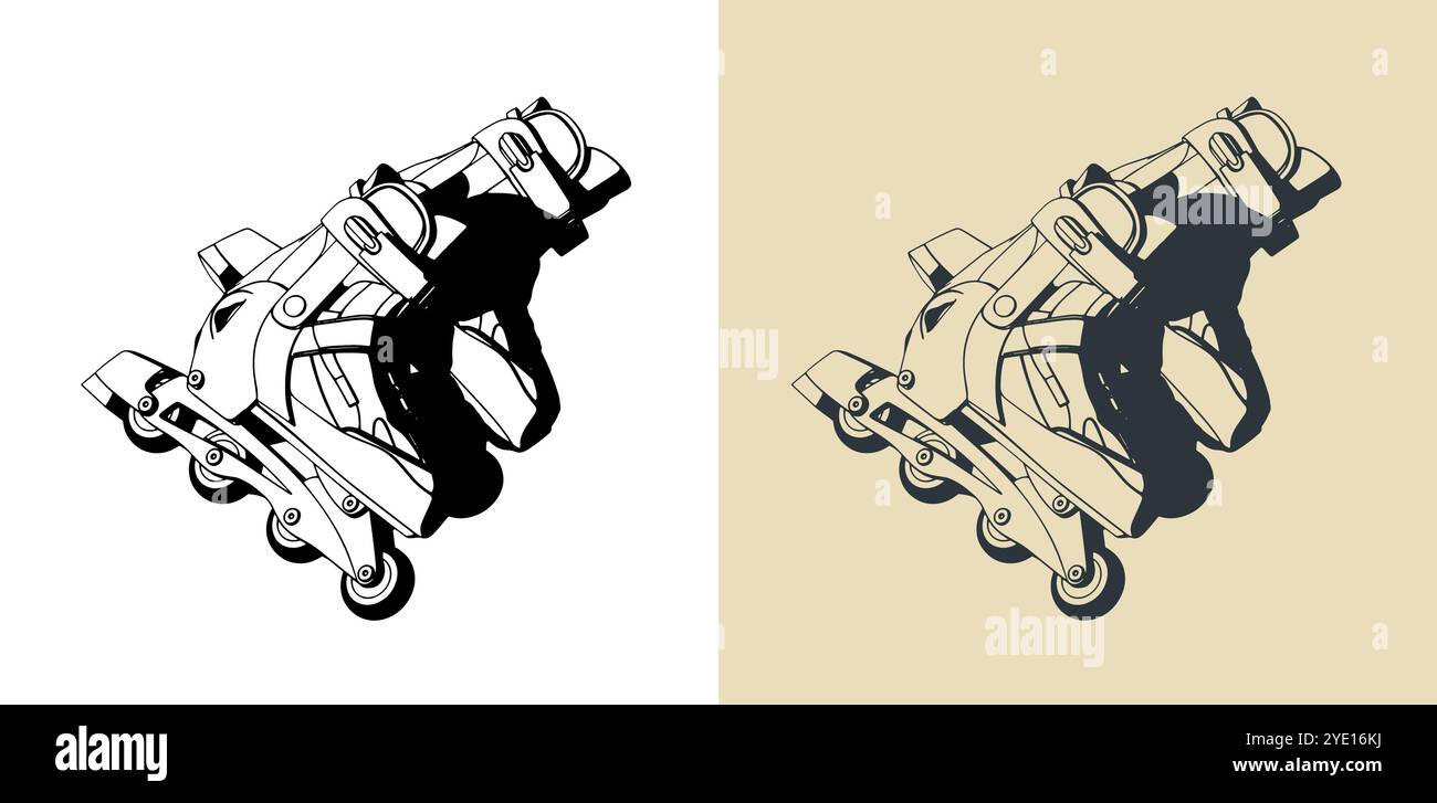 Stylized Vector Illustrations Of A Roller Skates Stock Vector Image And Art Alamy