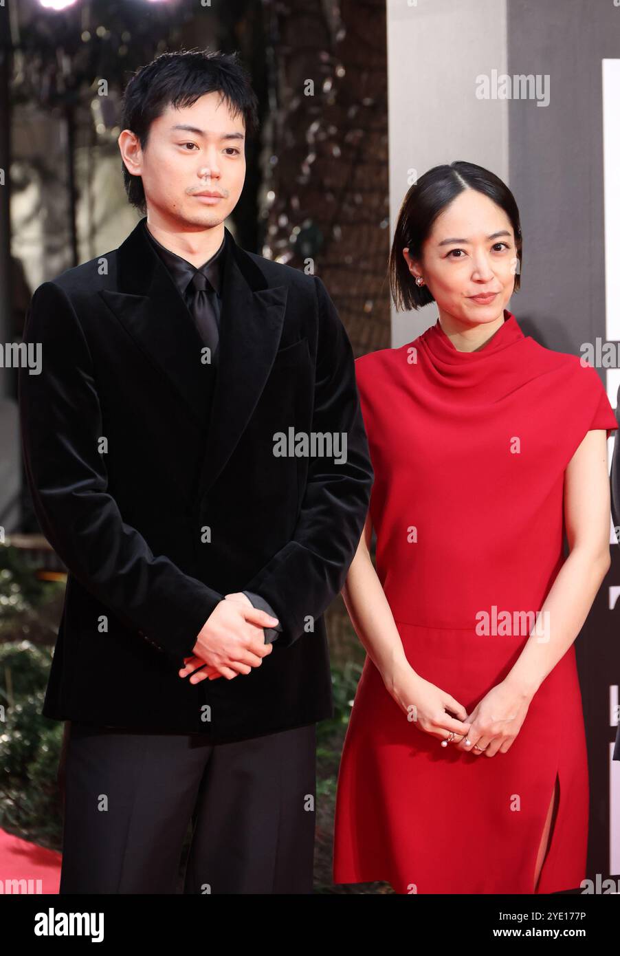 Tokyo, Japan. 28th Oct, 2024. Japanese actor Masaki Suda (L) and ...