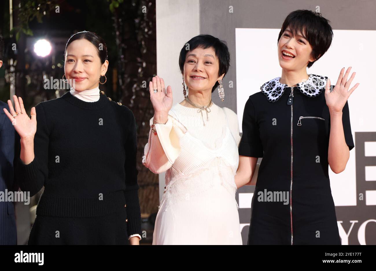 Tokyo, Japan. 28th Oct, 2024. Taiwanese actresses (L-R) Karena Lam ...