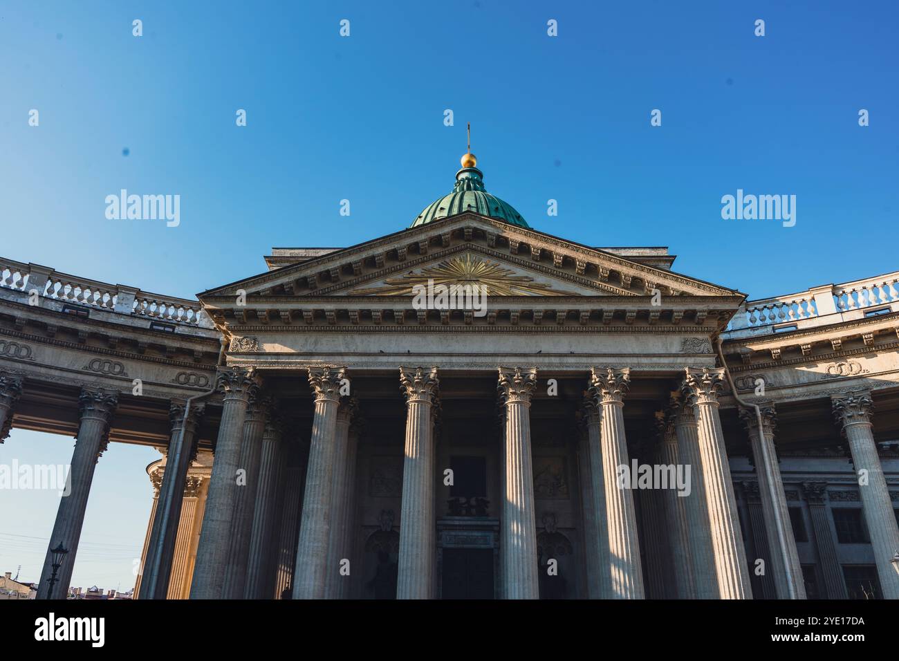 Front view of Kazan Cathedrals neoclassical facade and dome in St ...