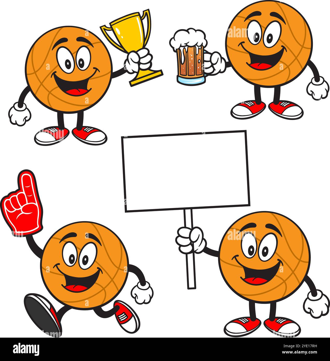 Basketball Character Set 03, Hand Drawn Vector illustrations, Isolated ...