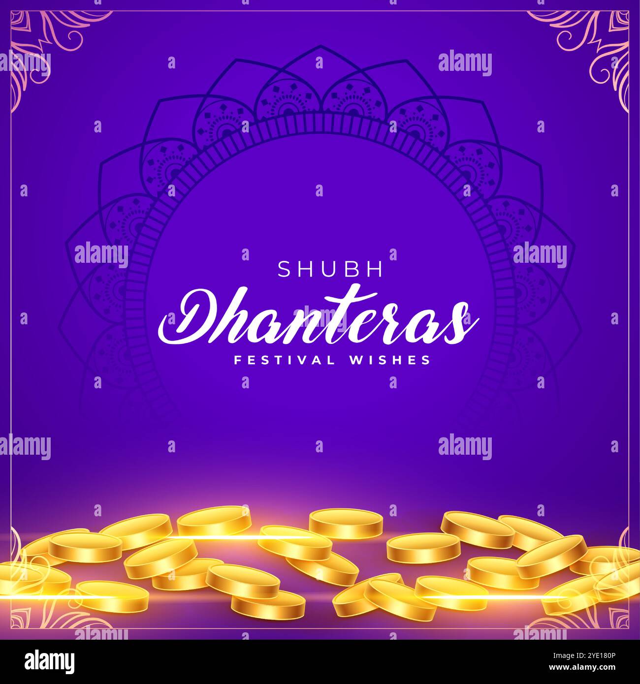 shubh dhanteras traditional background with shin golden coin Stock ...