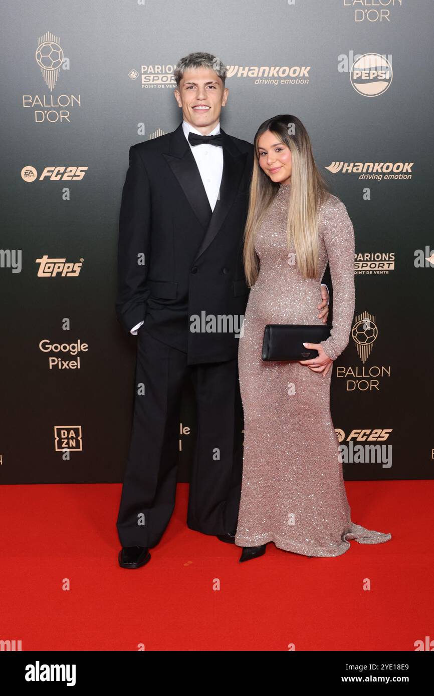 Alejandro Garnacho and Eva Garcia arriving at the Ballon d Or 2024 ...